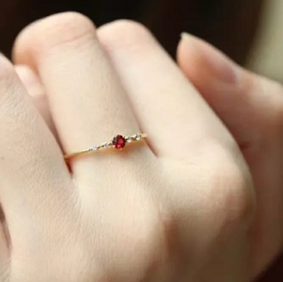 Jewelry | New Gold Tiny Ruby Thin Ring | Poshmark